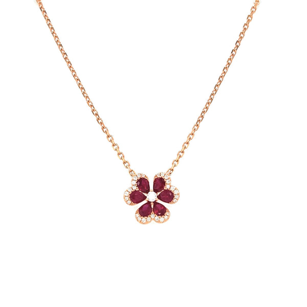Clover Ruby Diamond Necklace RNTIJ00174