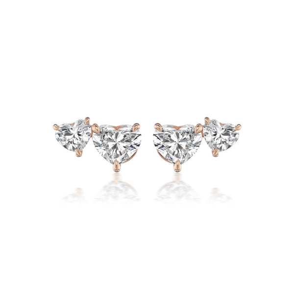 Heart Diamond Stud Earrings