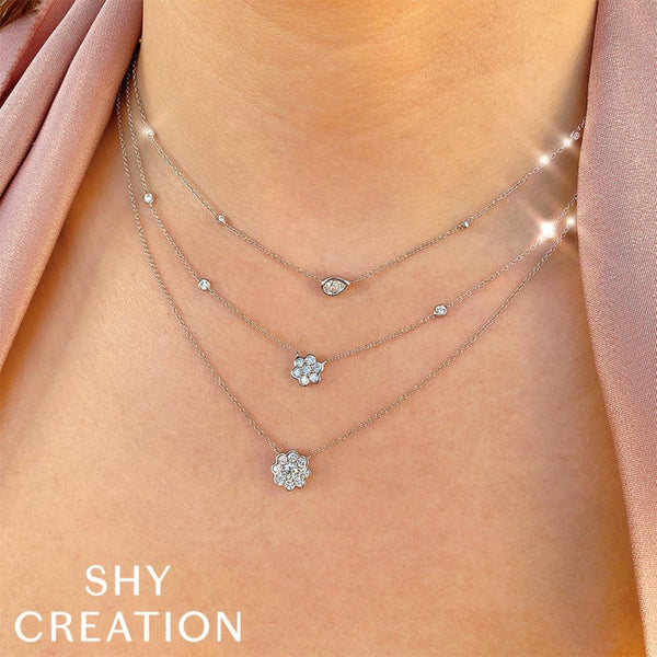 Shy Creation Diamond Flower Necklace SC22007212