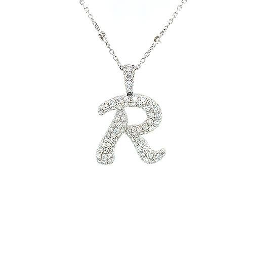 Letter "R" Diamond Necklace