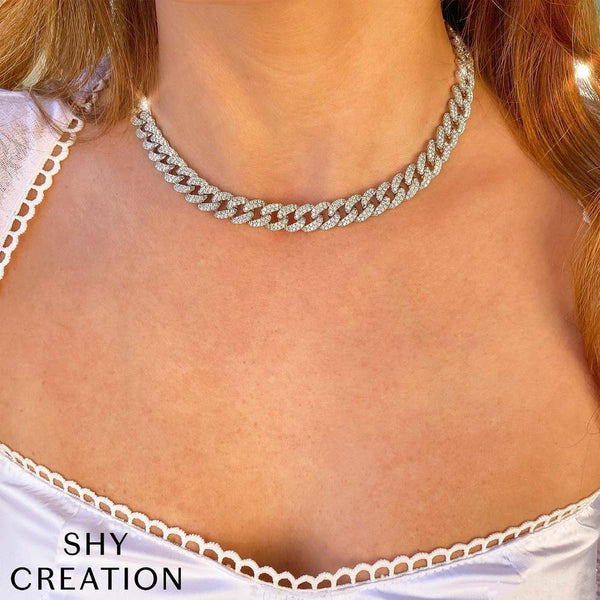 Shy Creation Diamond Pave Link Necklace - SC55011593Z16